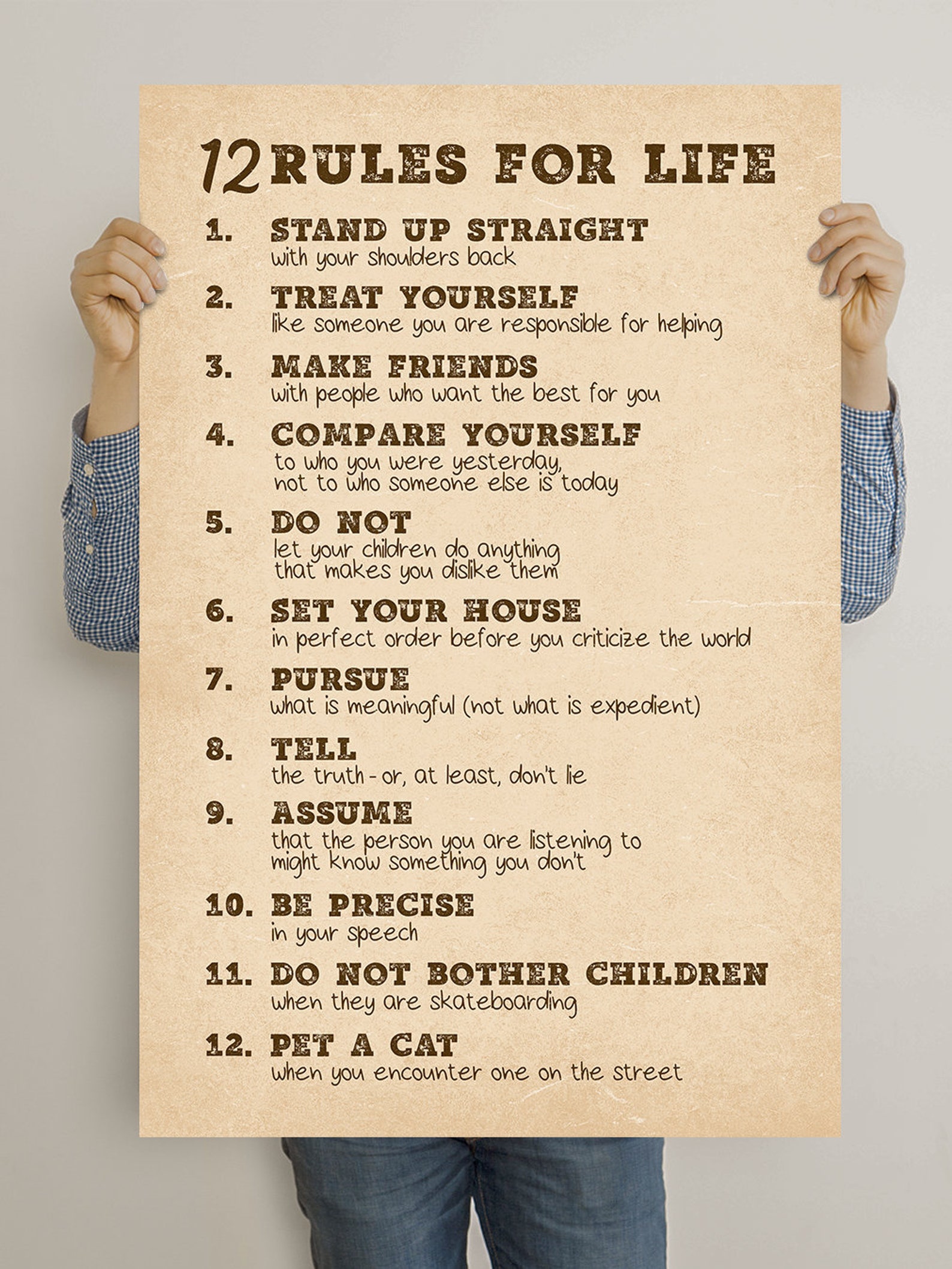 Rules for Life Motivational Poster Jordan Peterson Inspirational Wall ...