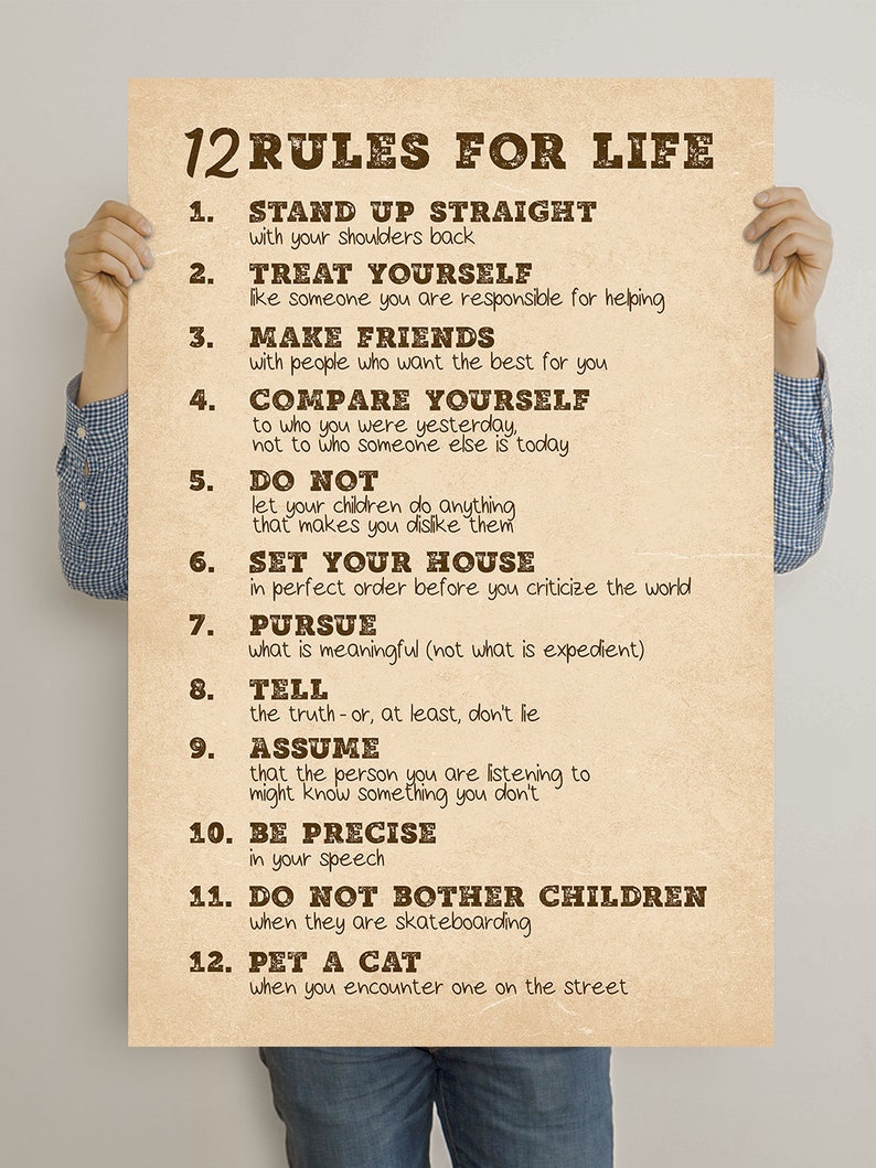 Rules for Life Motivational Poster - Jordan Peterson Inspirational Wall ...