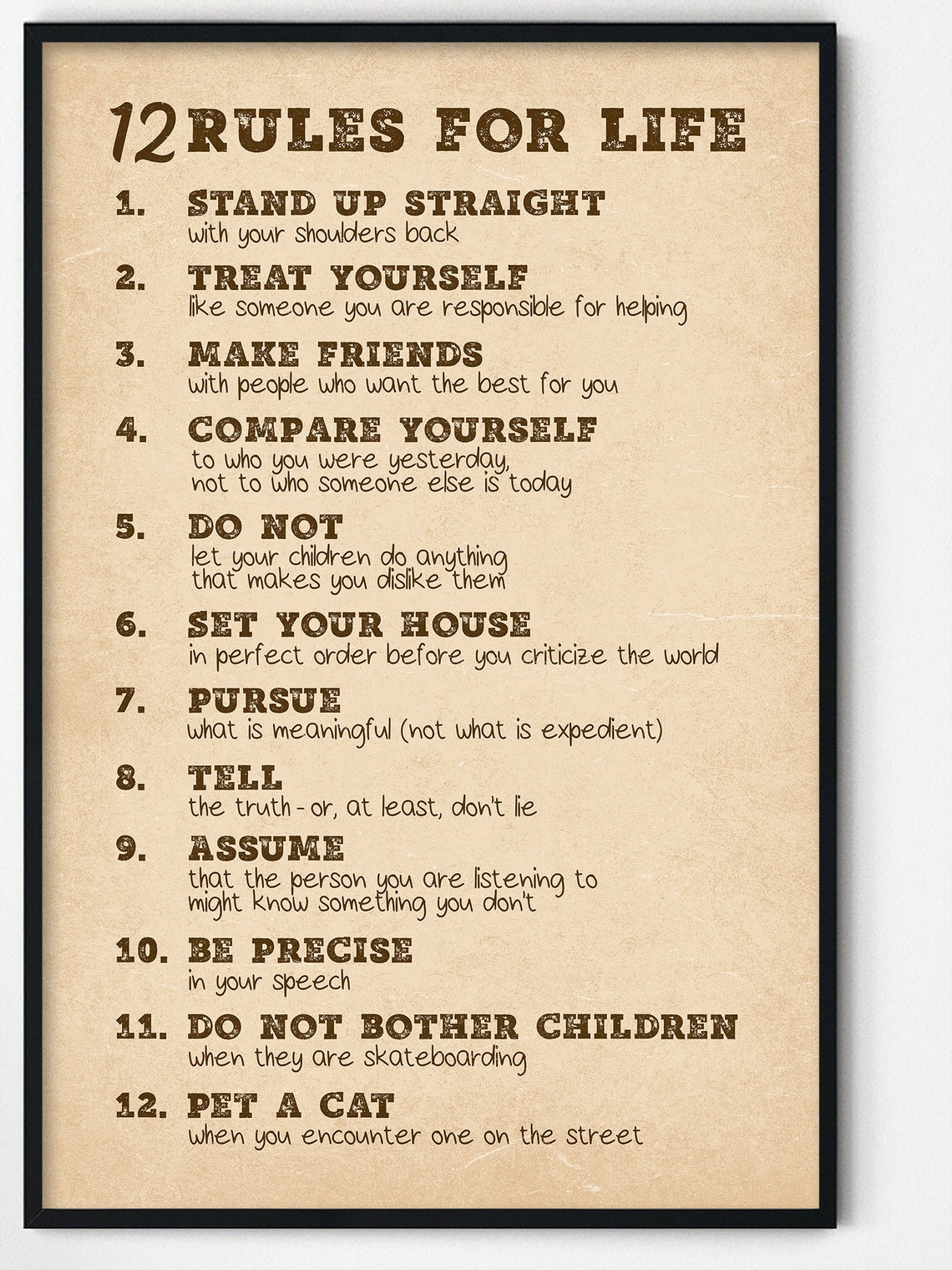 Rules for Life Motivational Poster Jordan Peterson Inspirational Wall ...