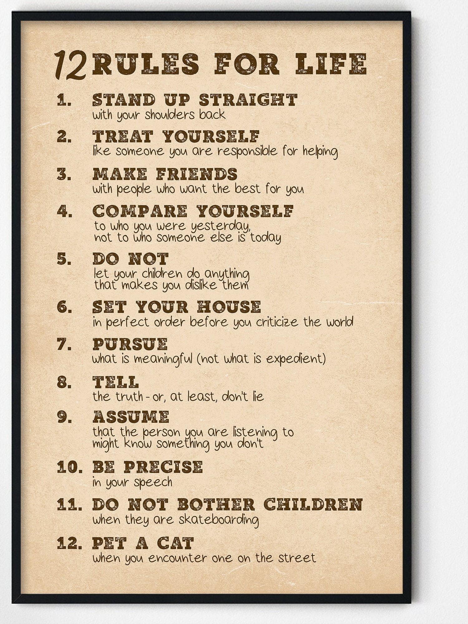 Rules for Life Motivational Poster Jordan Peterson Inspirational Wall ...