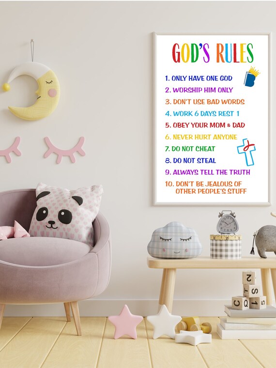 Ten Commandments Poster for Kids Religious Scripture Bible - Etsy