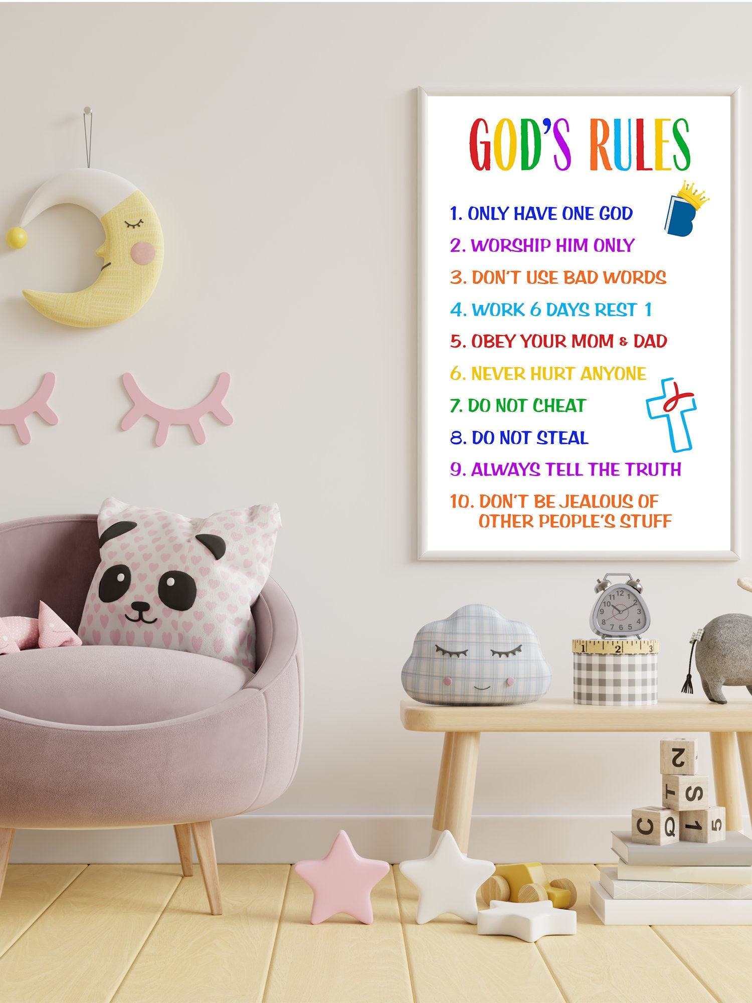 Ten Commandments Poster for Kids, Religious Scripture, Bible Verse ...