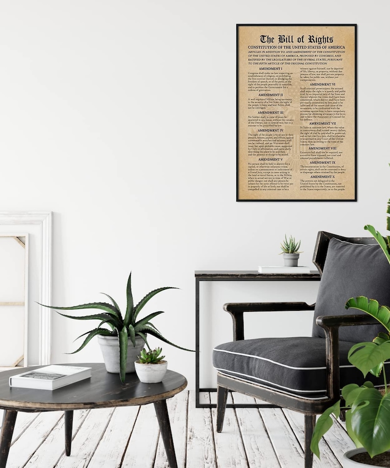 Constitution of the USA & Bill of Rights Poster Large, Bill of Rights ...