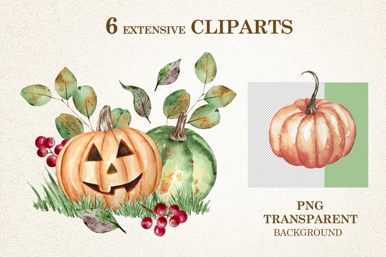 Watercolor Pumpkins Clipart - Fall Clipart - Instant Download - Fall ...