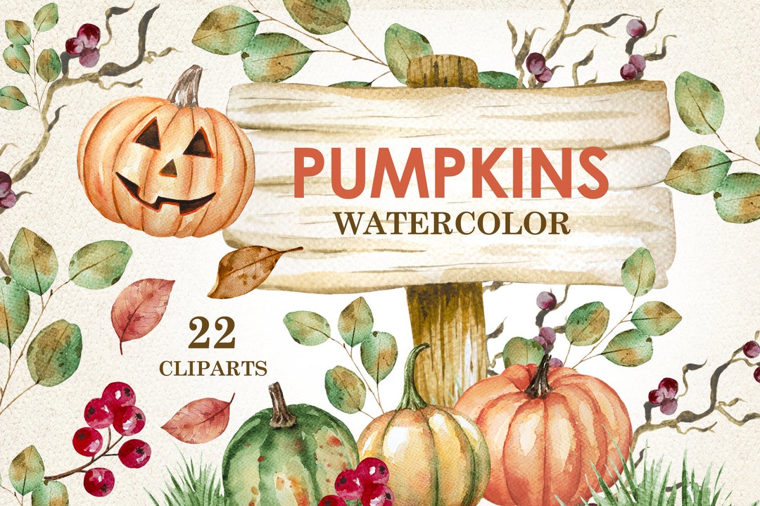 Watercolor Pumpkins Clipart - Fall Clipart - Instant Download - Fall ...