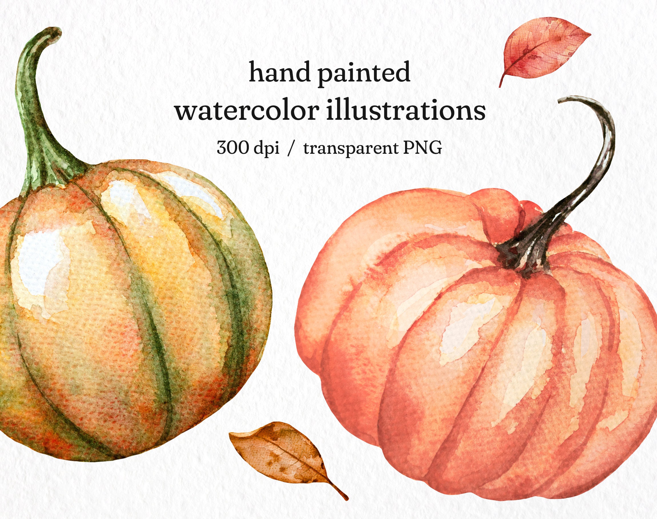 Watercolor Pumpkins Clipart Fall Clipart Instant Download Fall Autumn ...