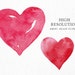 Watercolor PNG Hearts, Red Lovely Clipart, Valentine Decoration ...