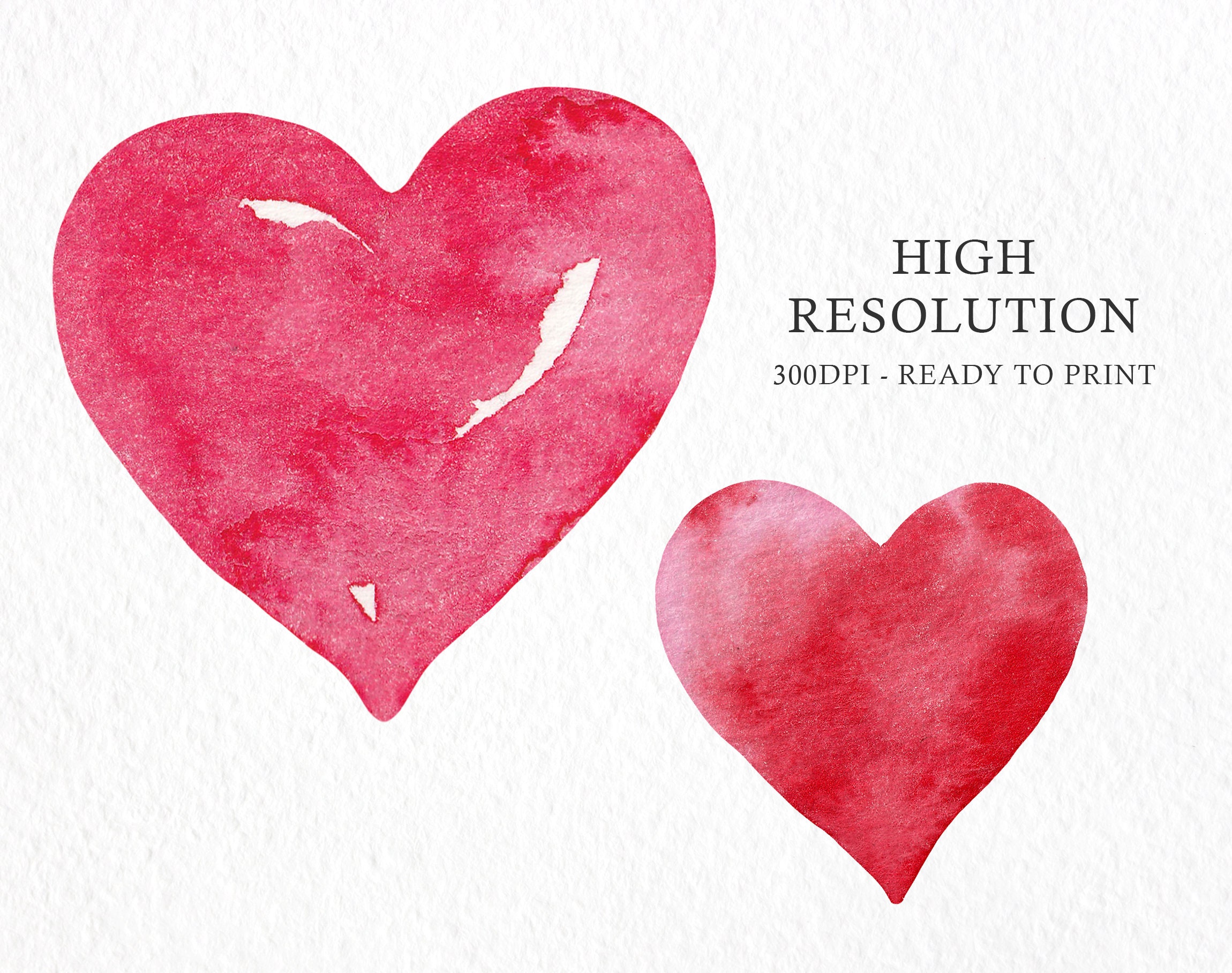 Watercolor PNG Hearts Red Lovely Clipart Valentine - Etsy