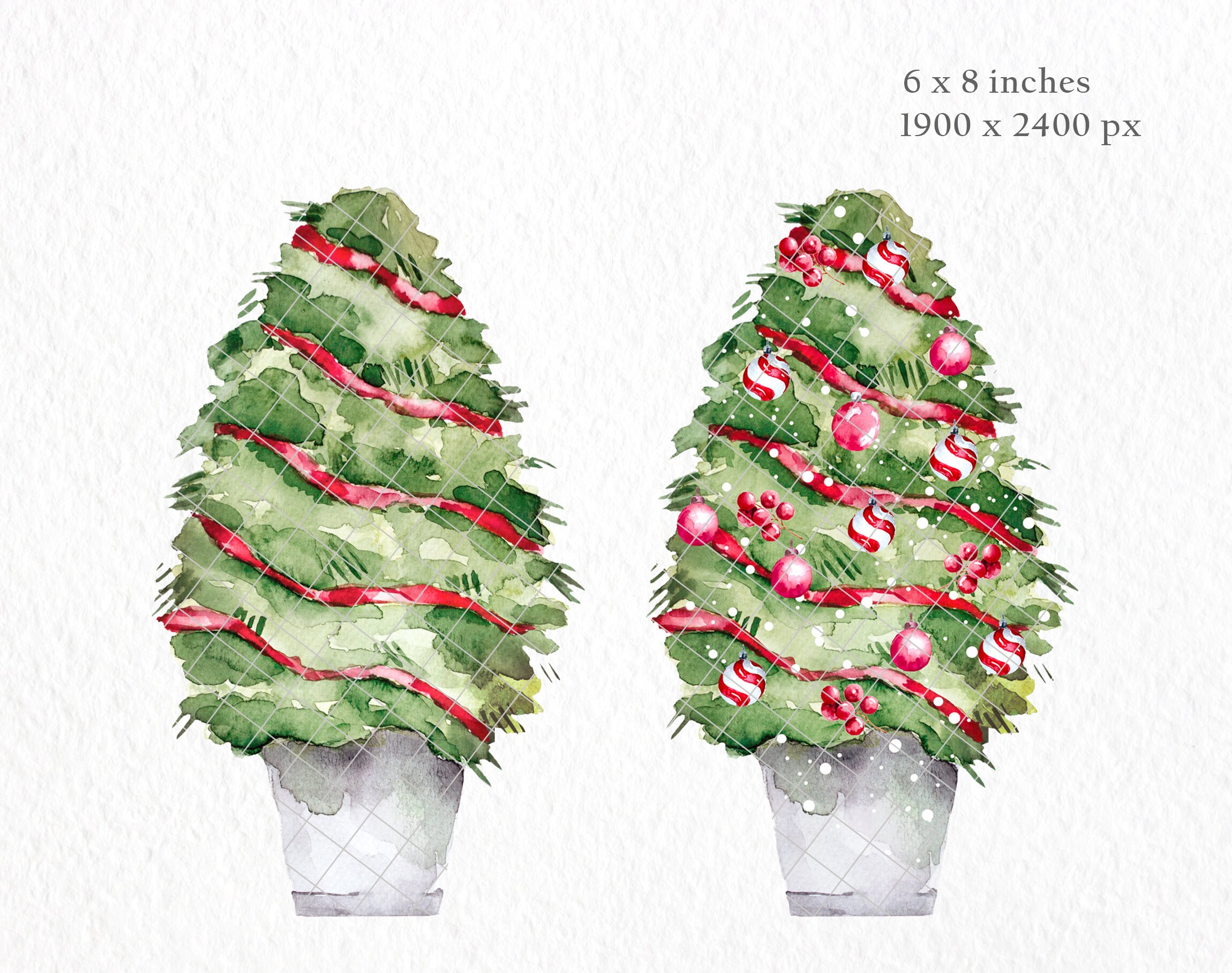 Watercolor Christmas Tree Clipart PNG Winter Holiday Clipart Digital ...
