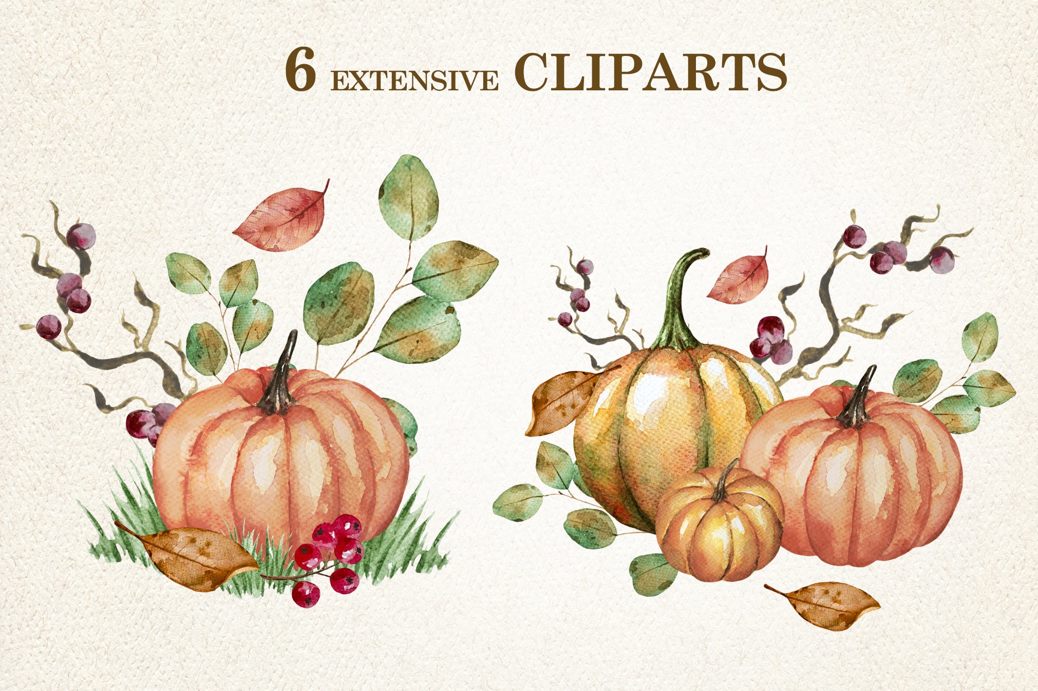 Watercolor Pumpkins Clipart - Fall Clipart - Instant Download - Fall ...