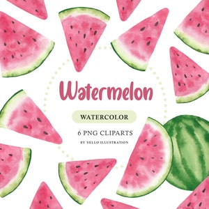 Watercolor Watermelon Cliparts, Digital File, Poster, Card, Tropical ...