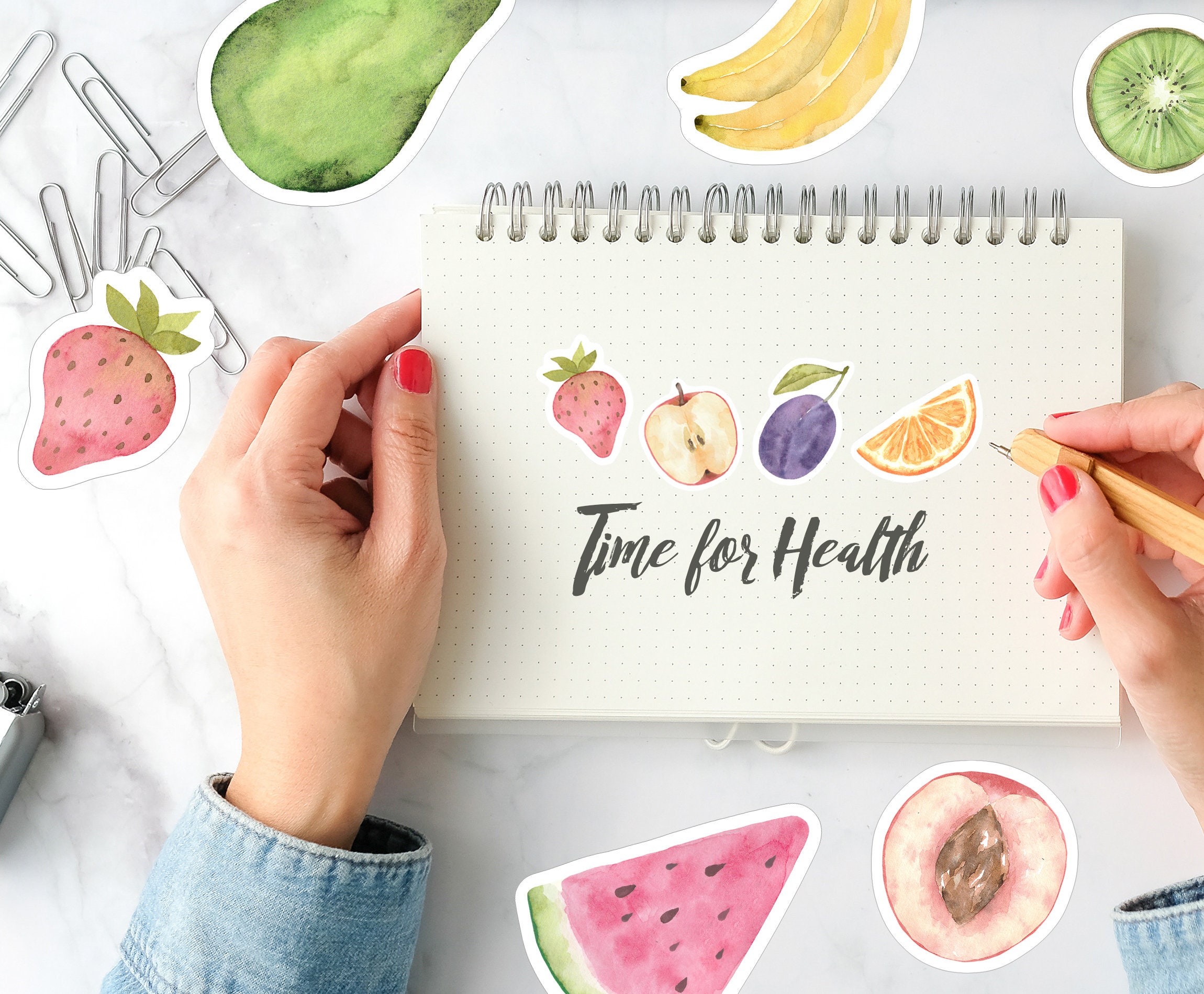 Watercolor Fruits Printable Stickers Digital Stickers Cut Files Bujo ...