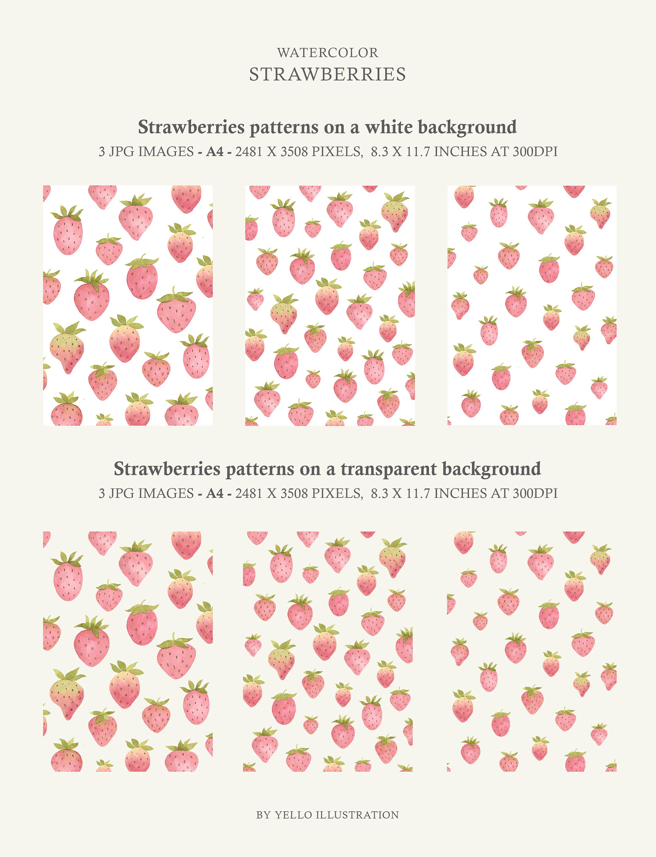 Strawberry Clipart Watercolor, Handcrafted Fruit, Pretty Background ...