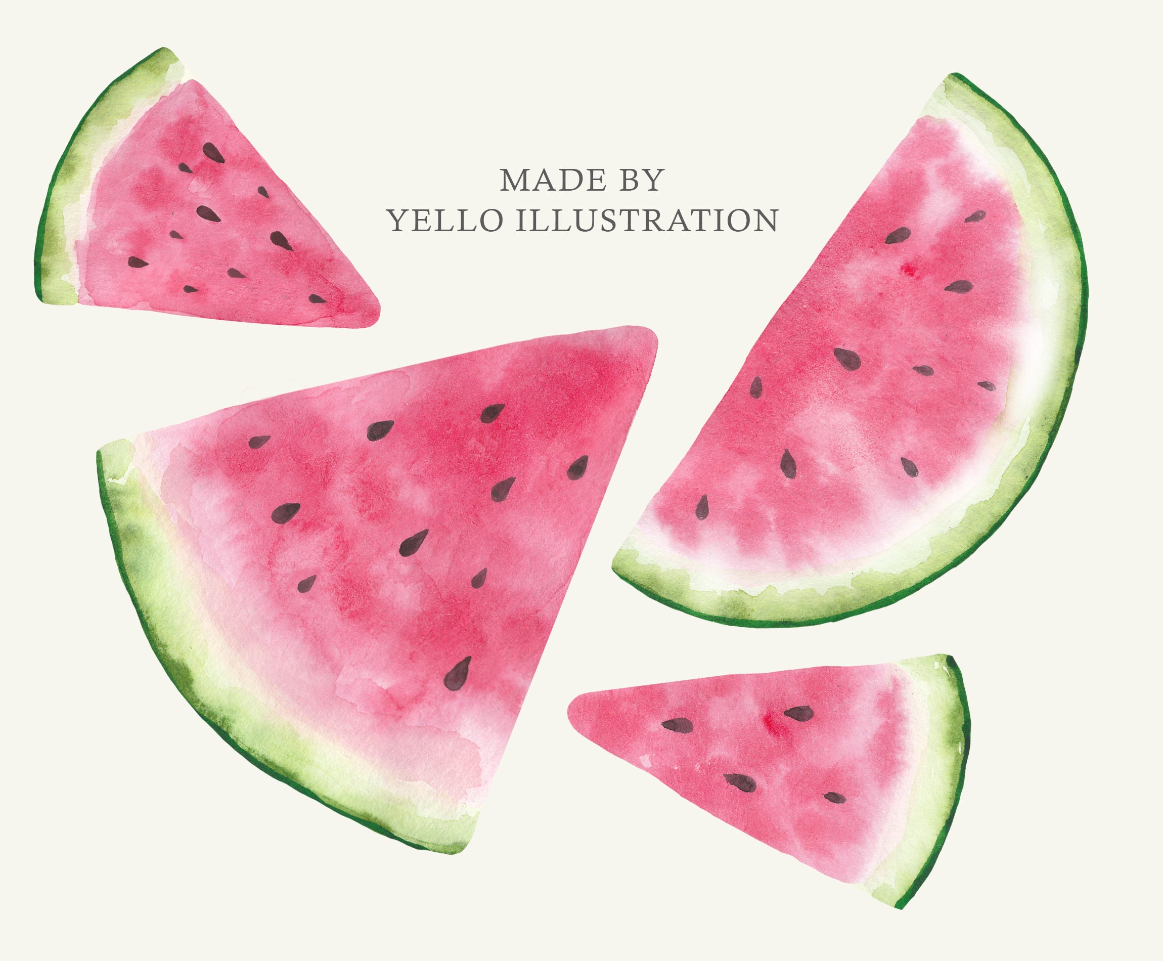 Watercolor Watermelon Cliparts, Digital File, Poster, Card, Tropical ...