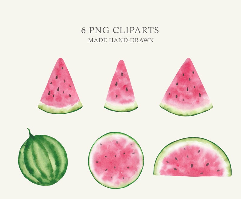 Watercolor Watermelon Cliparts, Digital File, Poster, Card, Tropical ...