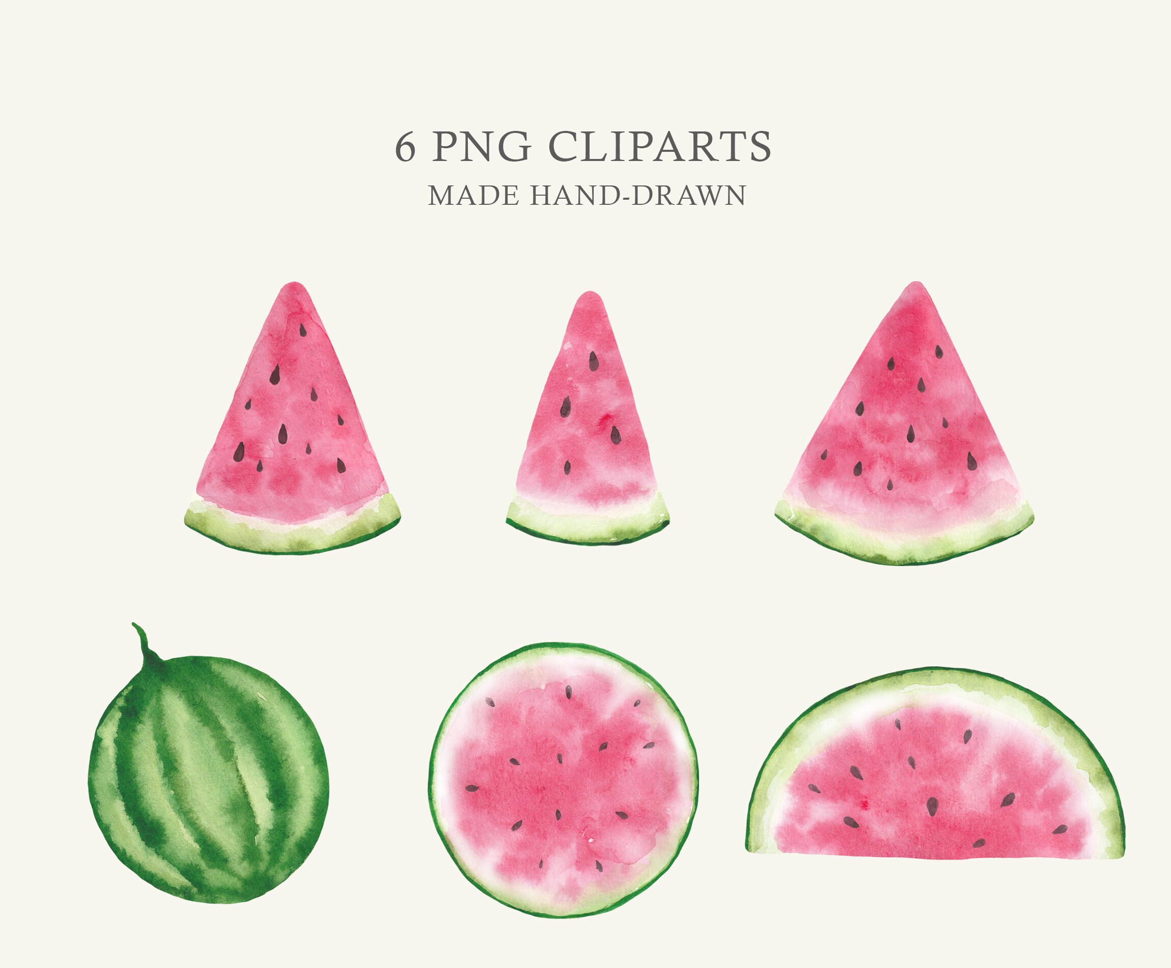 Watercolor Watermelon Cliparts, Digital File, Poster, Card, Tropical ...