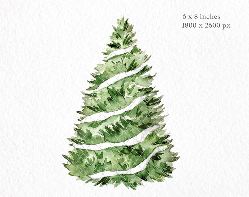 Watercolor Christmas Tree Clipart PNG Winter Holiday Clipart - Etsy