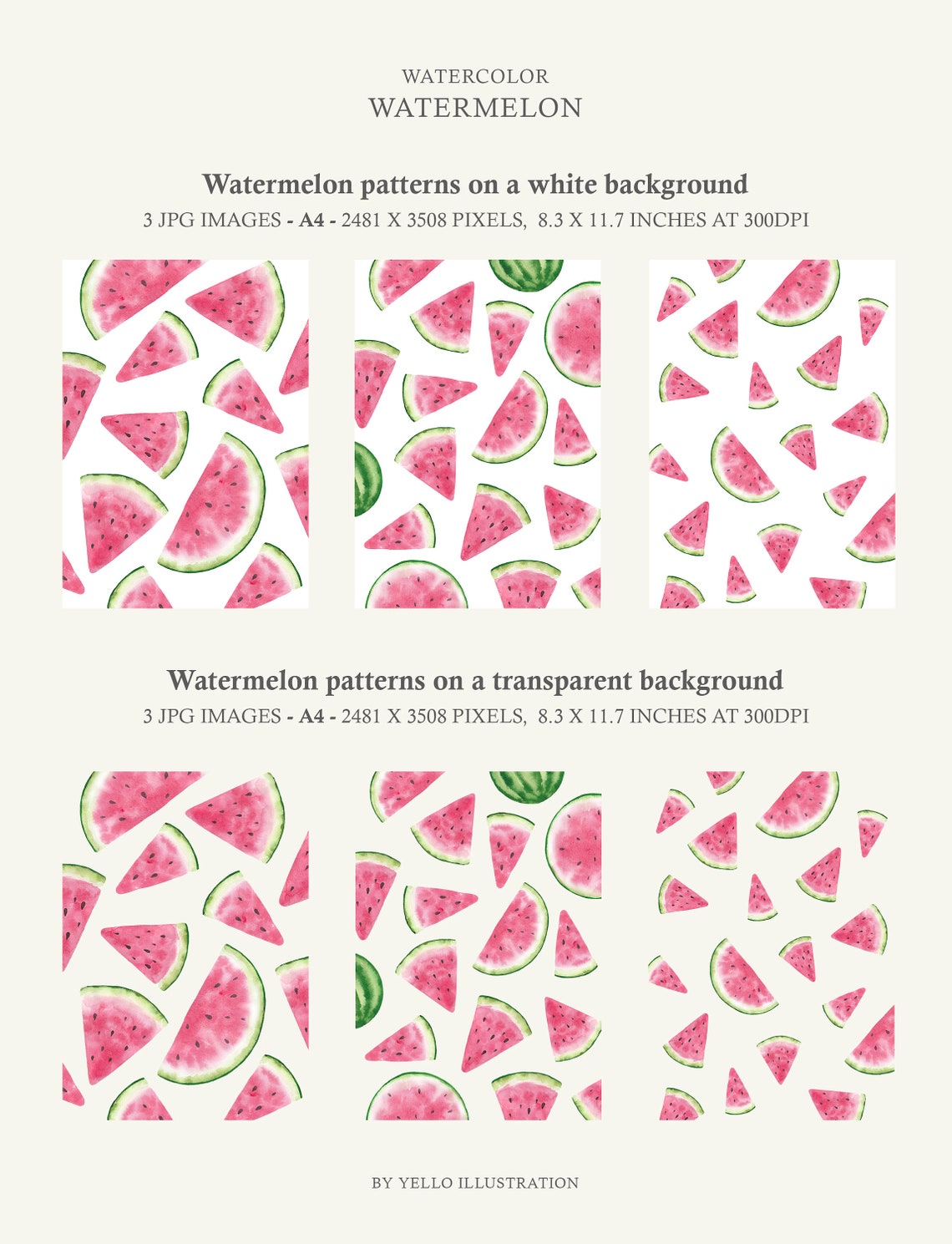 Watercolor Watermelon Cliparts, Digital File, Poster, Card, Tropical ...