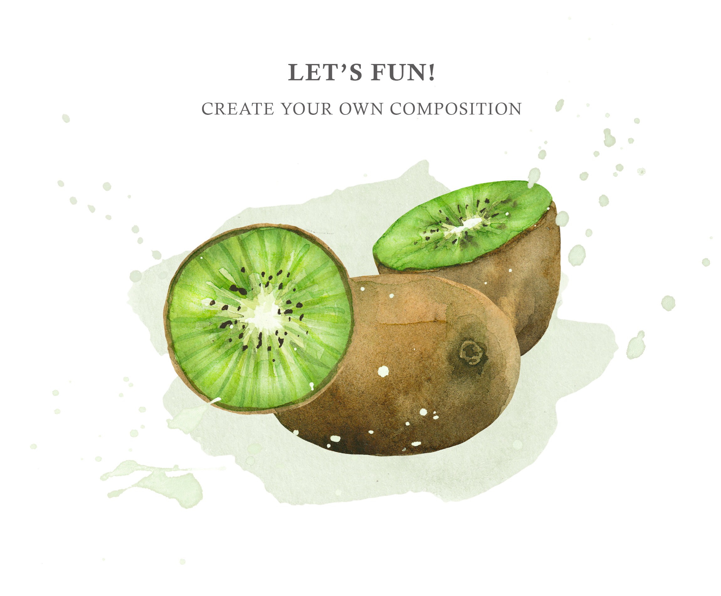 Watercolor Tropical Fruit Clipart. Kiwi Image to Dessert Menu. Motif ...