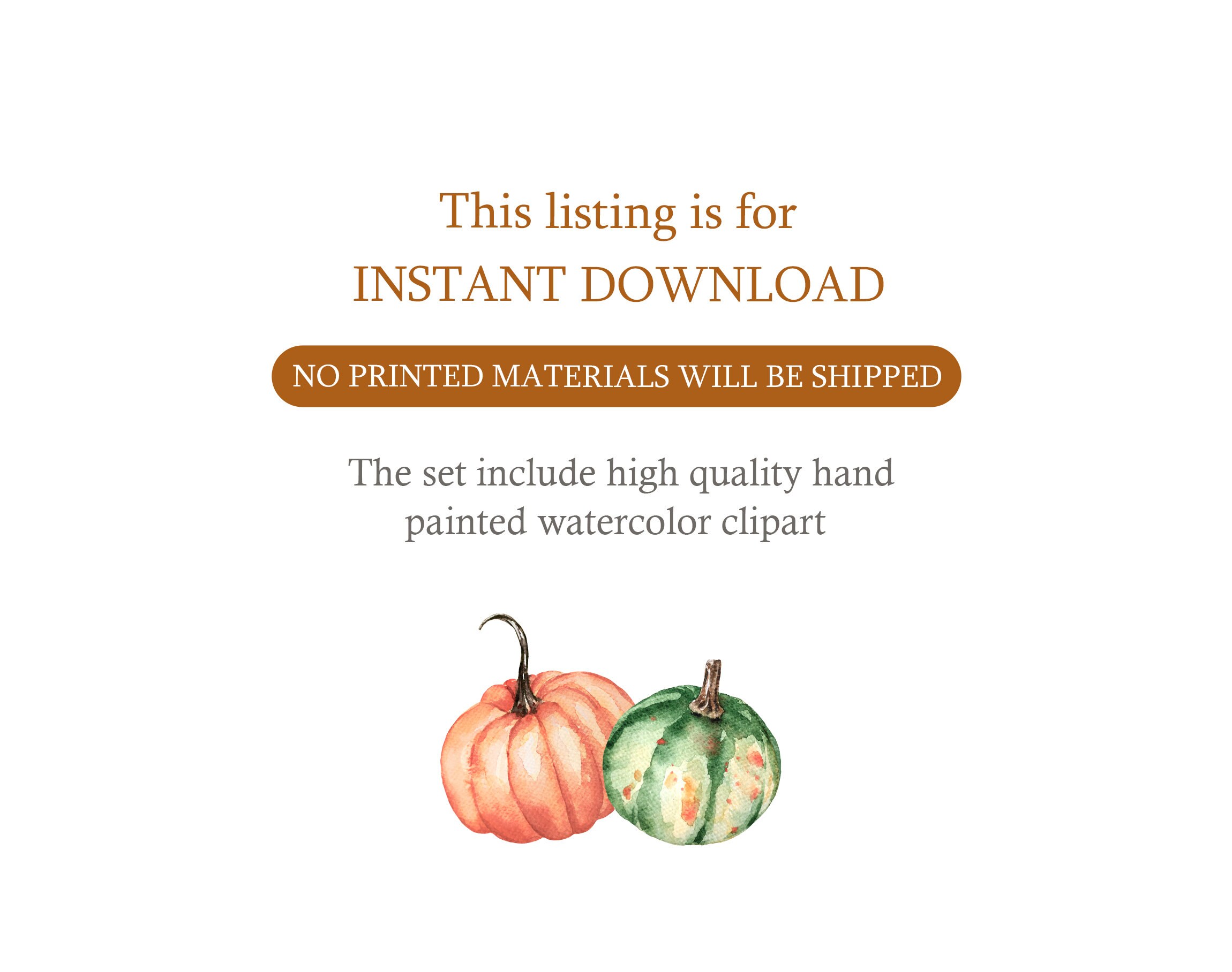 Watercolor Pumpkins Clipart Fall Clipart Instant Download Fall Autumn ...