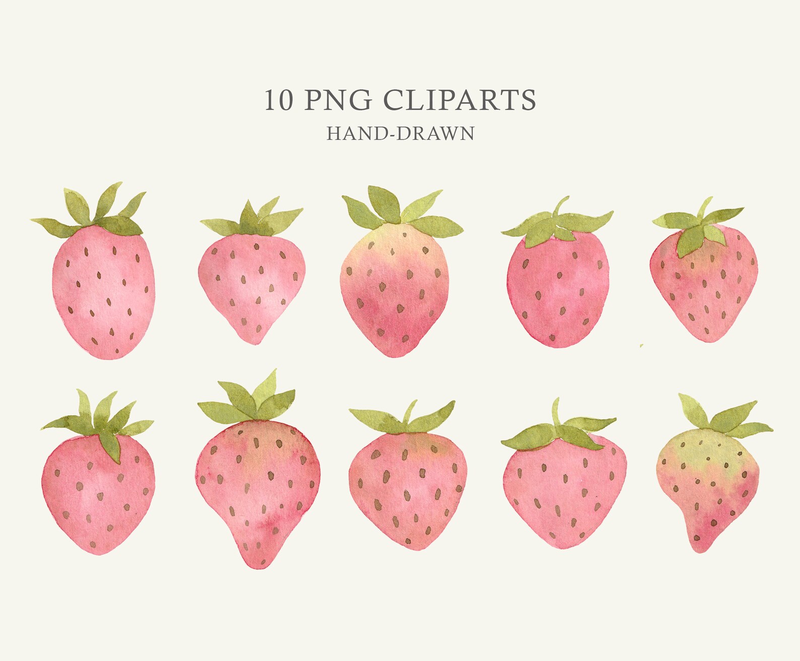 Strawberry Clipart Watercolor, Handcrafted Fruit, Pretty Background ...