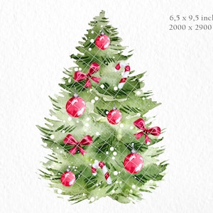Watercolor Christmas Tree Clipart PNG Winter Holiday Clipart Digital ...