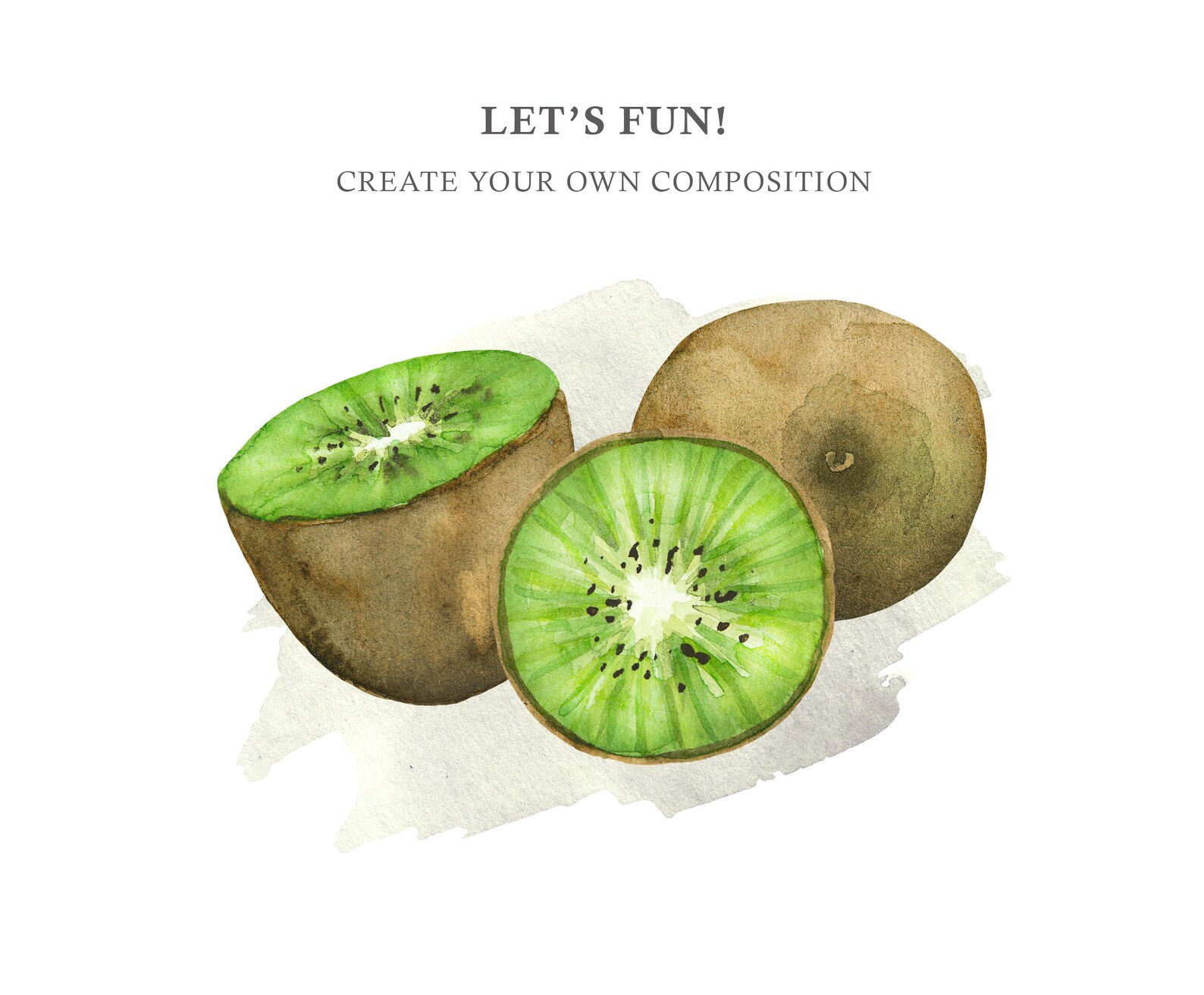 Watercolor Tropical Fruit Clipart. Kiwi Image to Dessert Menu. Motif ...