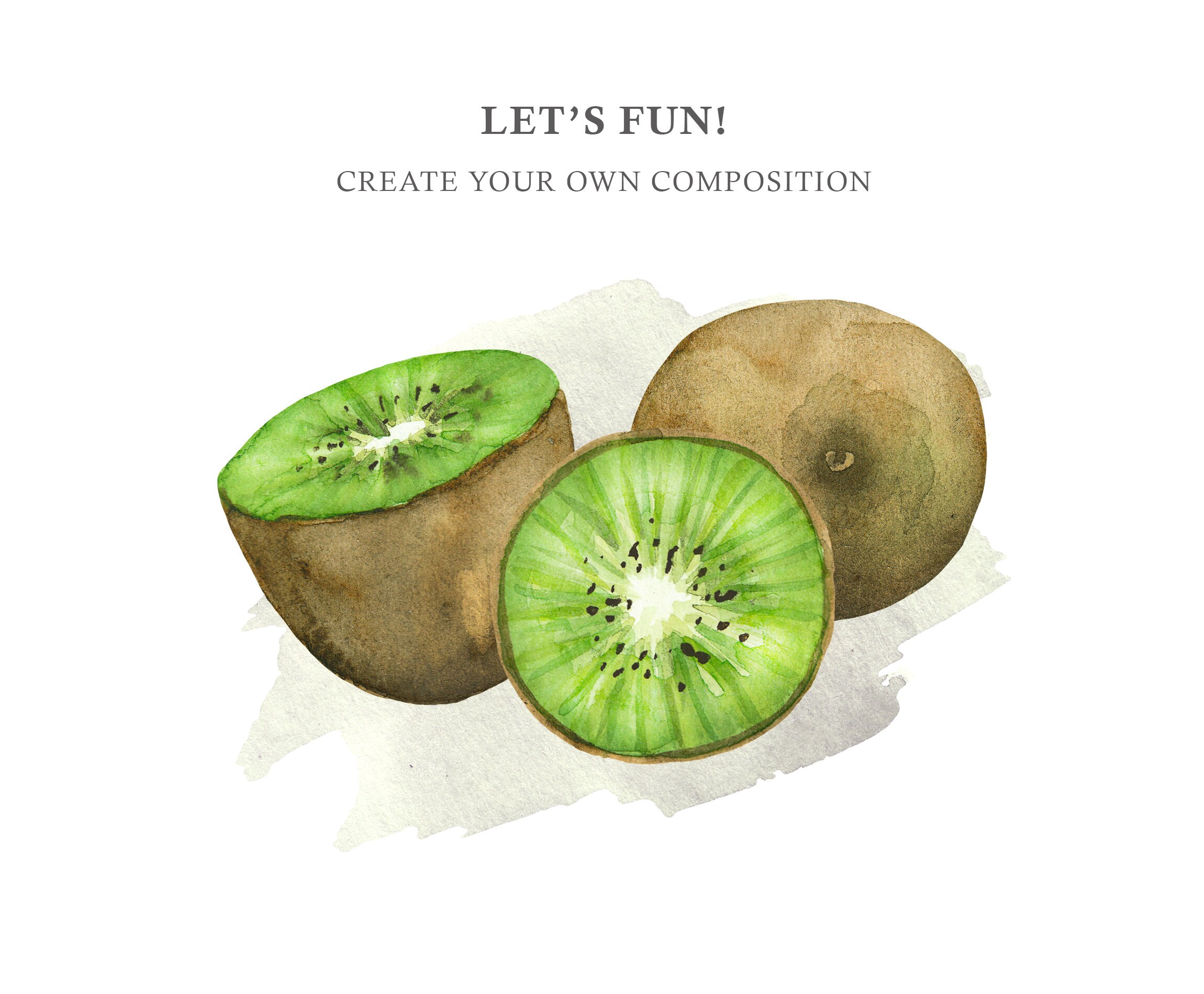 Watercolor Tropical Fruit Clipart. Kiwi Image to Dessert Menu. Motif ...
