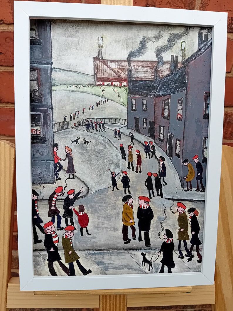 Original L.s.lowry Inspired Oil Painting "its Matchday" - Etsy