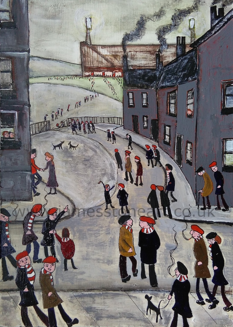 Original L.s.lowry Inspired Oil Painting "its Matchday" - Etsy