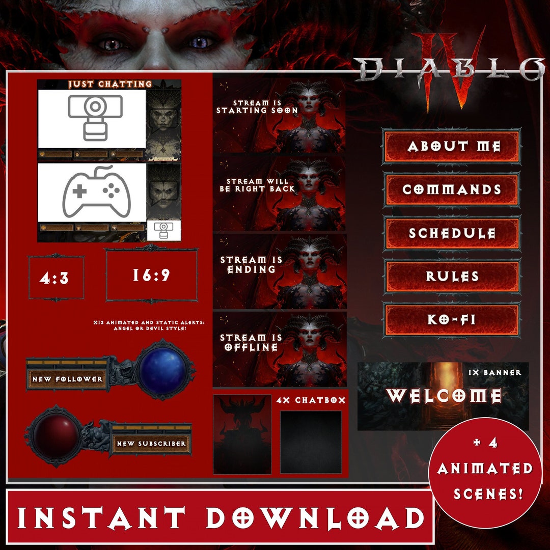 Diablo 4 | Fantasy Goth Stream Package for Livestream, Twitch - Etsy