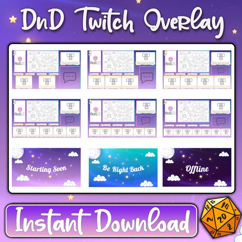 Twitch Overlays Package for Livestream Dungeons and Dragons, Fantasy ...