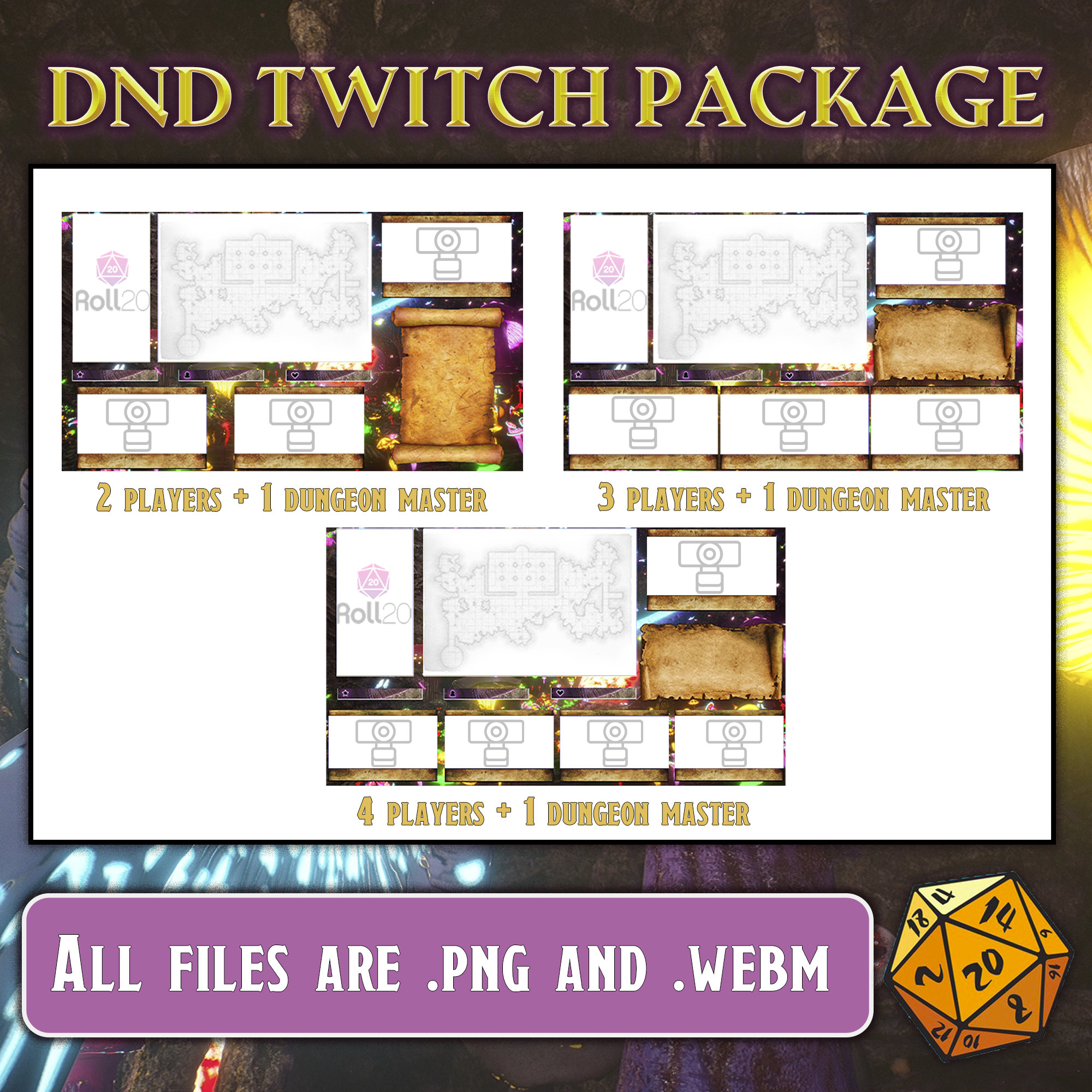 Twitch Overlays Package for Livestream Dungeons and Dragons, Fantasy Cave Rpgs | Starting Soon ...