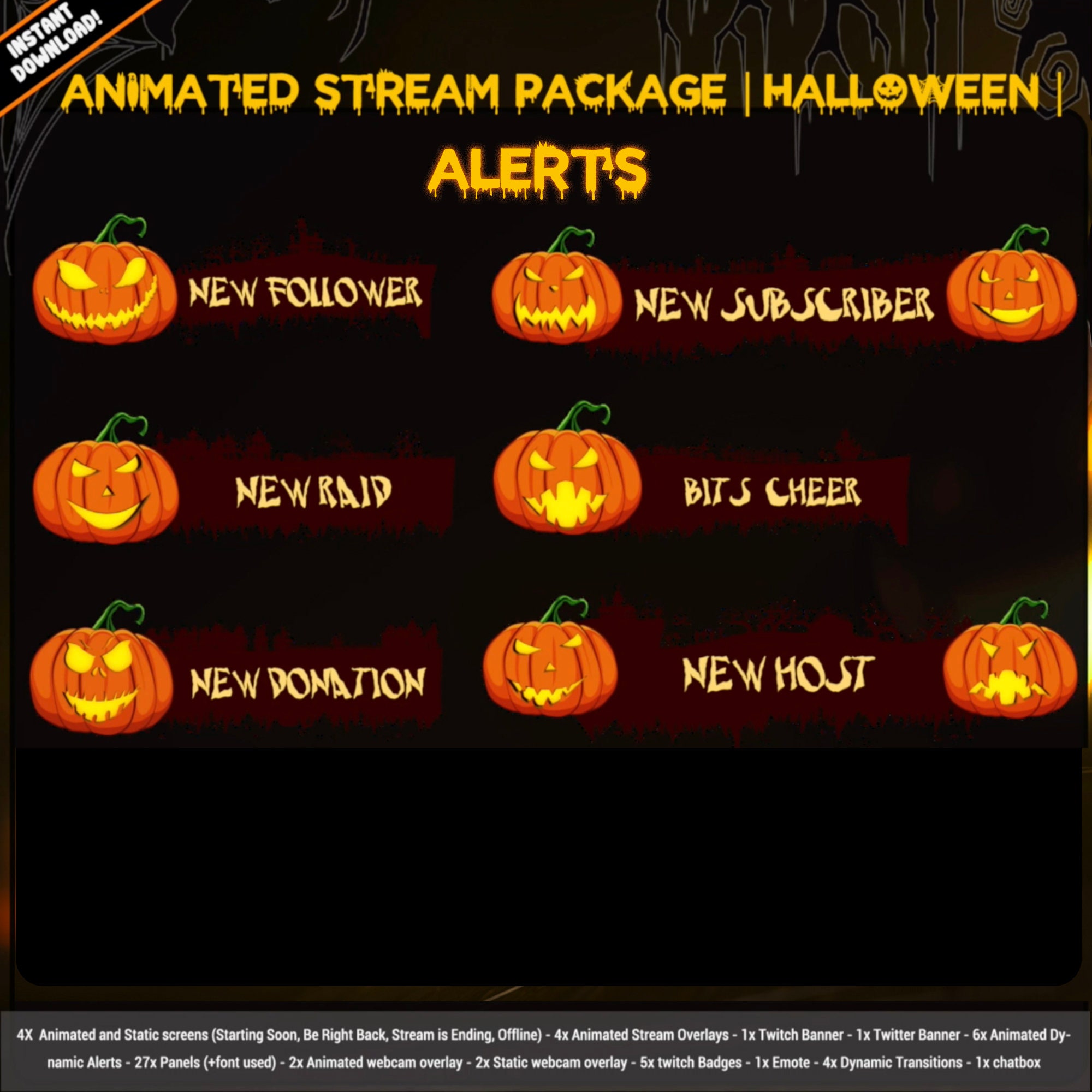 FULLY ANIMATED Halloween Horror Stream Package for Livestream - Etsy