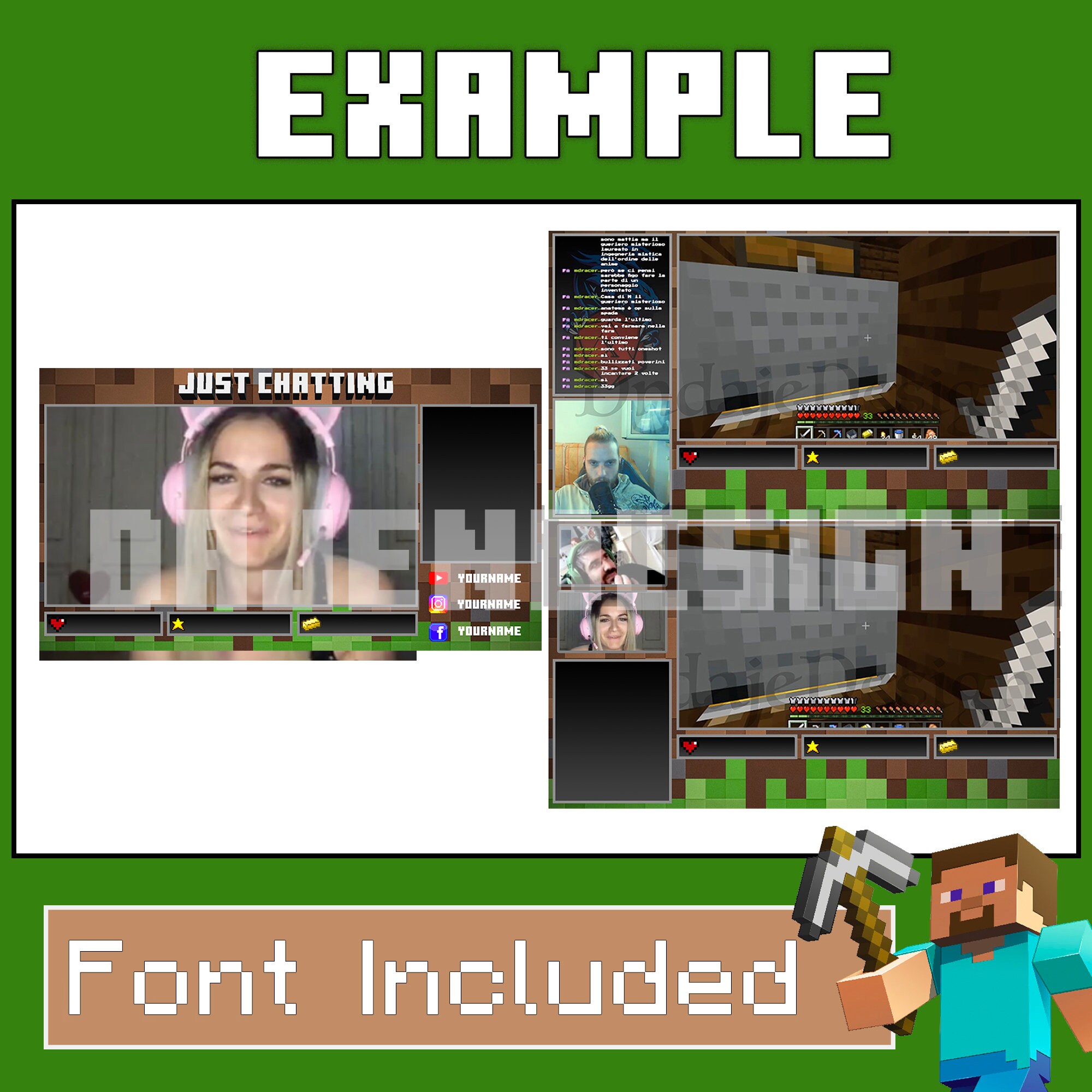 Minecraft Stream Package for Livestream, Twitch - Etsy