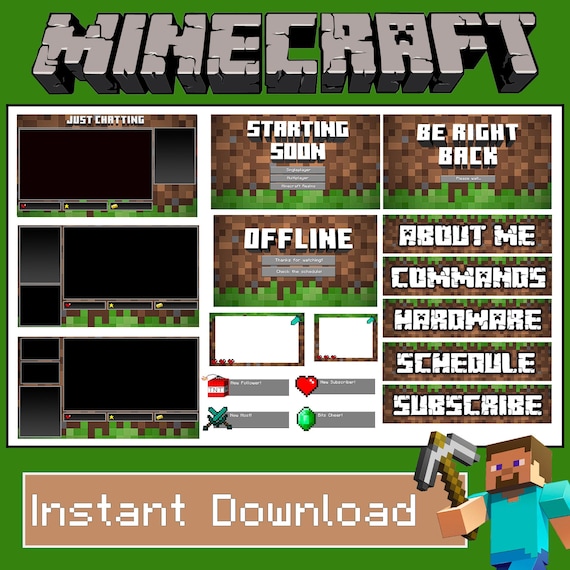 Minecraft Stream Package for Livestream Twitch - Etsy