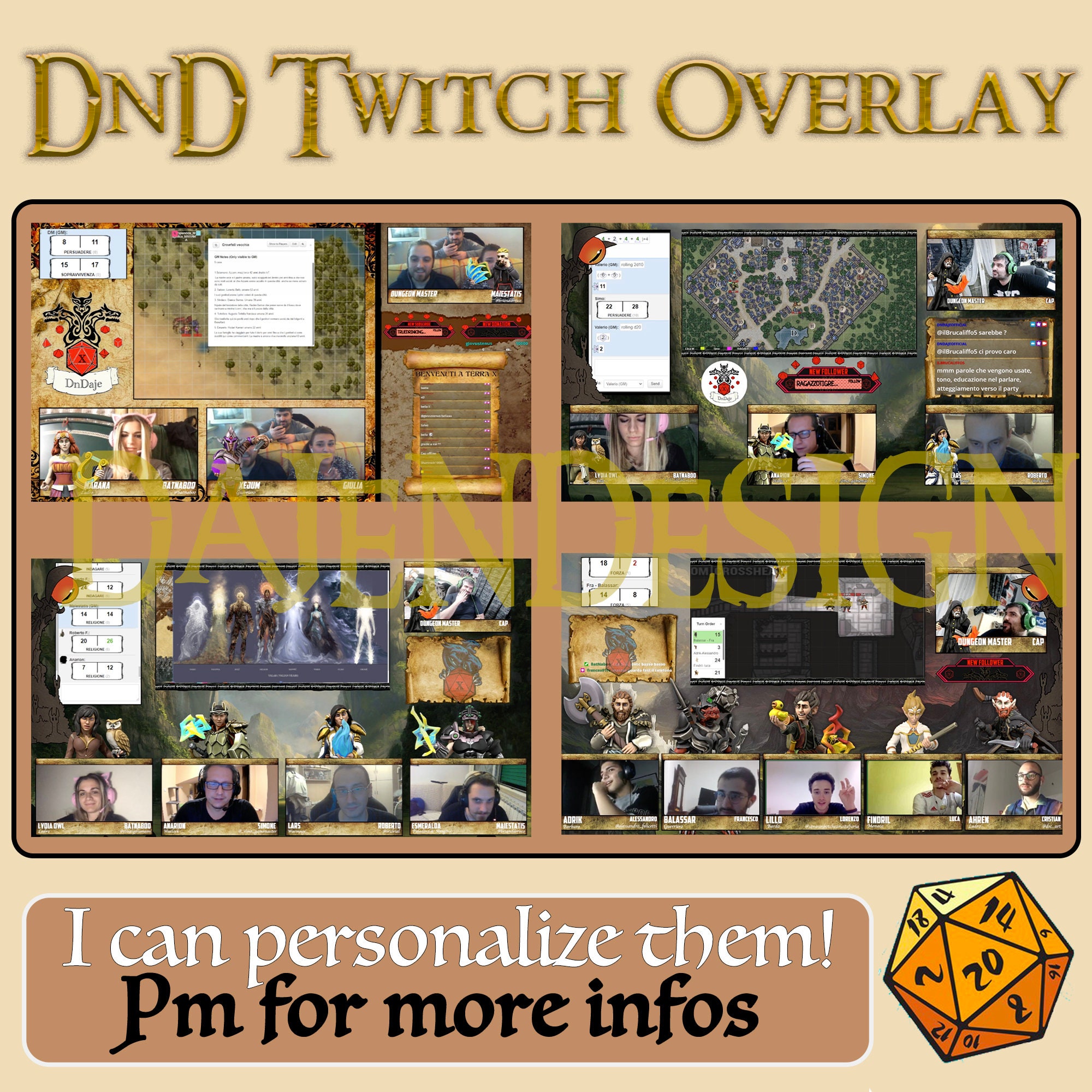 Twitch Overlay Package for Livestream Dungeons and Dragons, Rpgs - Etsy