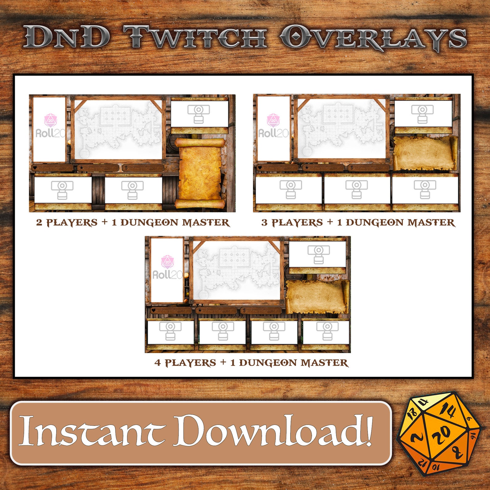 Twitch Overlays Package for Livestream Dungeons and Dragons | Etsy