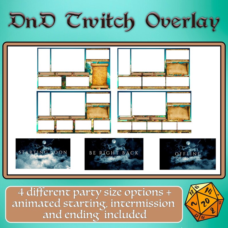 Twitch Overlay Package for Livestream Dungeons and Dragons, Rpgs - Etsy