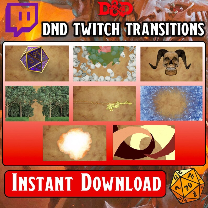 Stream Stinger Transitions X8 Dungeons and Dragons, Rpgs, Streamer Graphics, Twitch Overlay ...