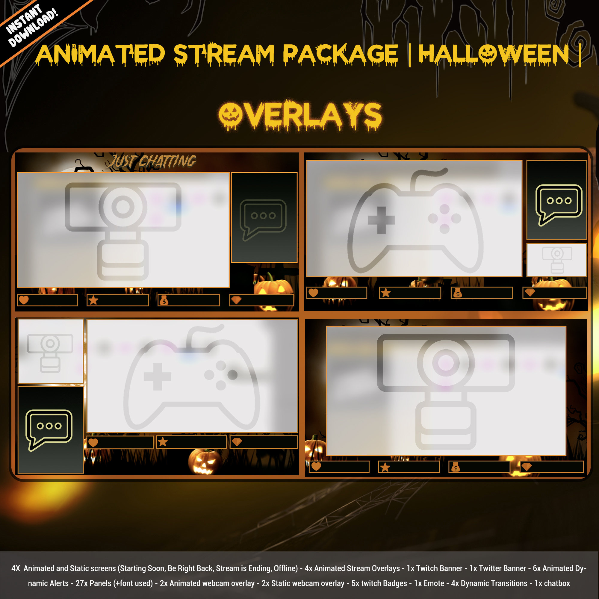 FULLY ANIMATED Halloween Horror Stream Package for Livestream - Etsy