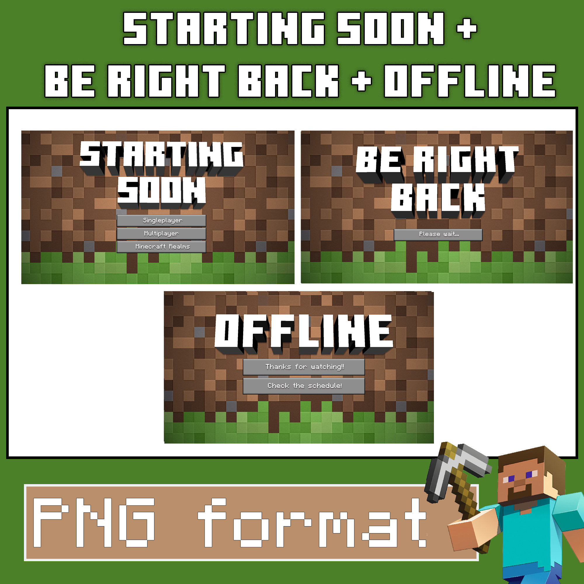 Minecraft Stream Package for Livestream, Twitch - Etsy