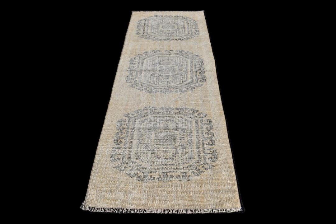 3X8 Vintage Runner, Soft Hand Made Rug, 3x8 Oushak Runner, 3x8 Turkish ...
