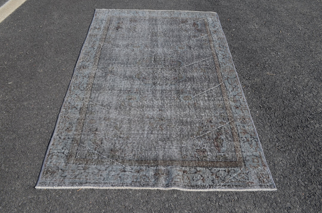 4x7 Gray Rug,3'64×6'89 Feet,handmade Wool Rug,4x7 Overdyed Rug,4x7 ...