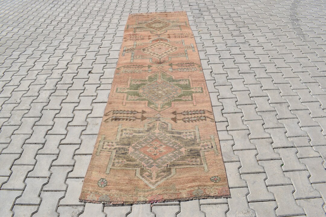 3X11 Vintage Pastel Runner, Hand Made Runner, 3x11 Oushak Neutral ...