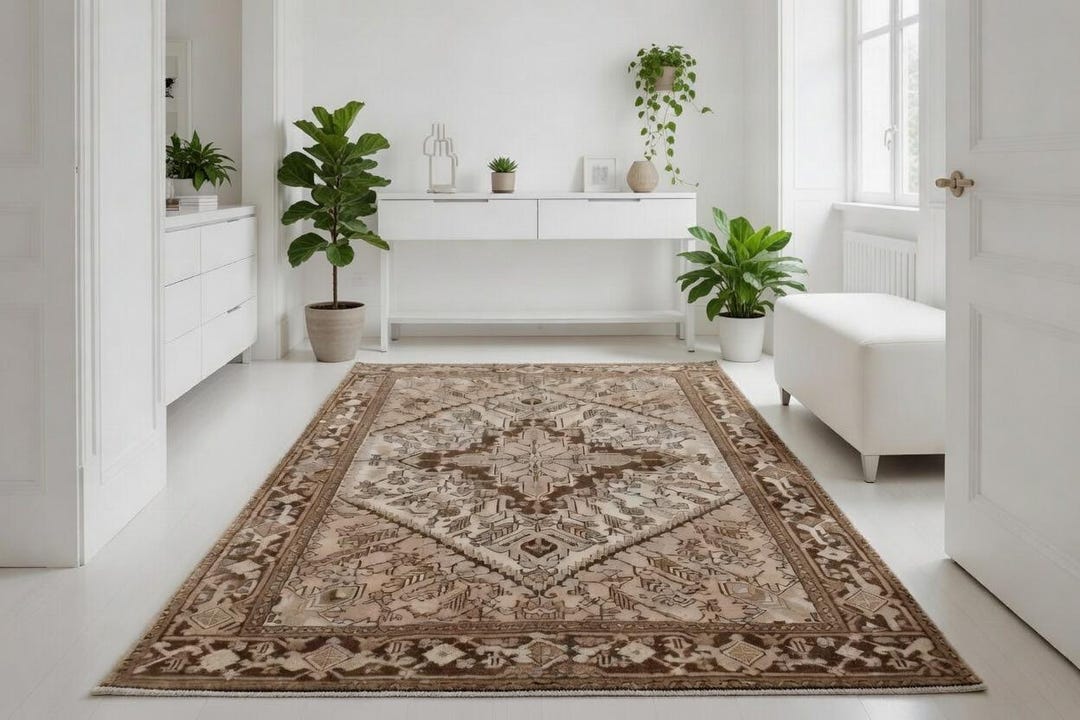 Square 5x6 Vintage Antique Soft Rug, Hand Made Wool Rug, 5x6 Ft Oushak ...