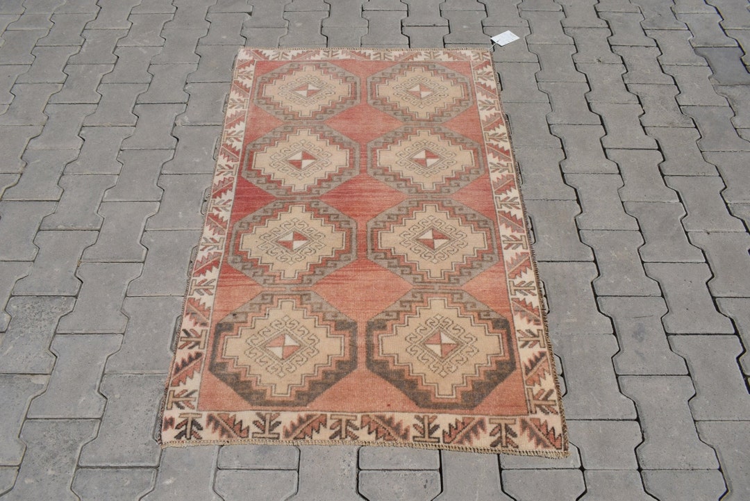3x4 Vintage Rug, Hand Made Rug, 3x4 Antique Rug, Oushak 3x4 Rug, Soft ...