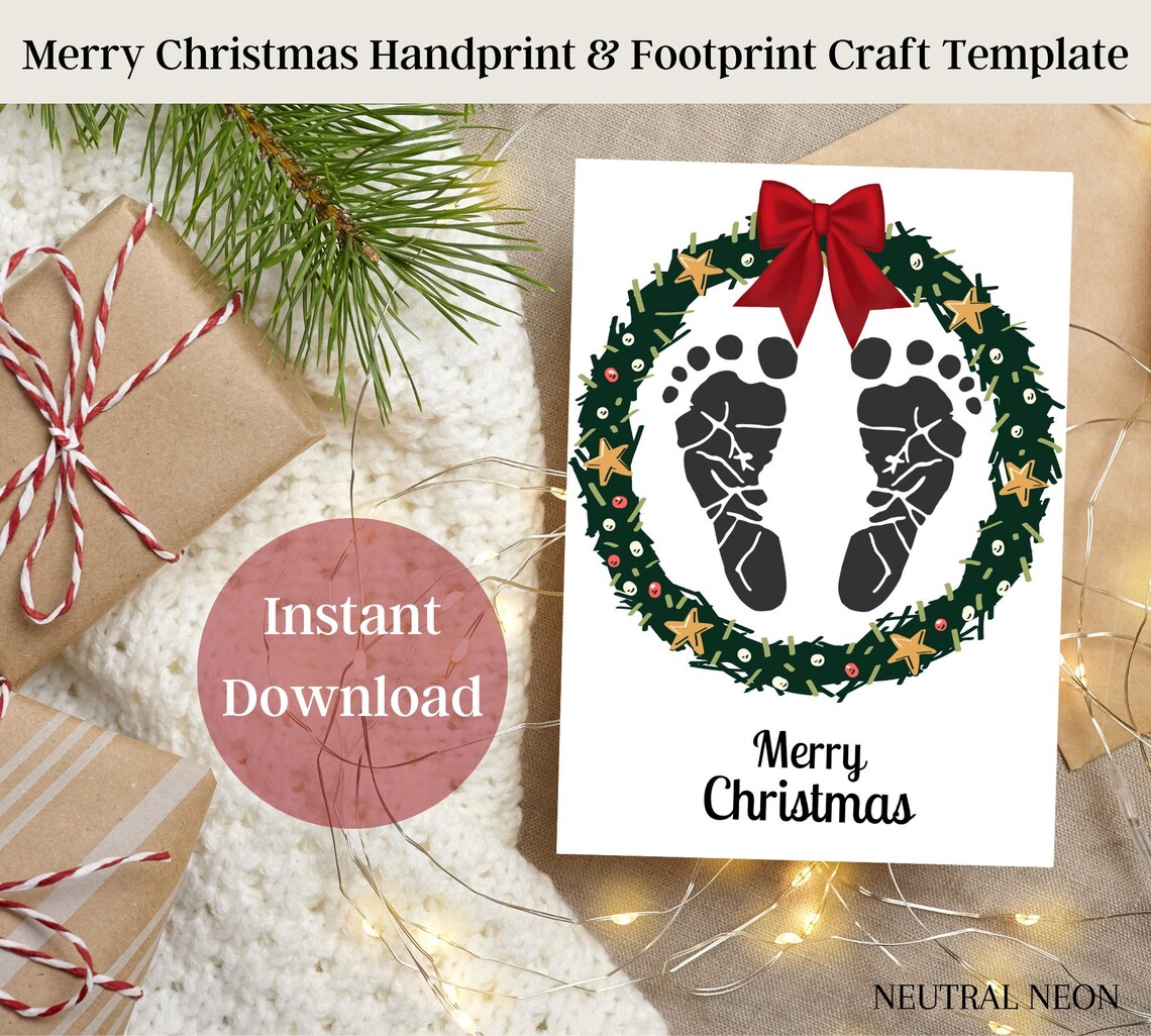 Christmas Handprint Footprint Crafts, Printable Handprint Art, Daycare ...