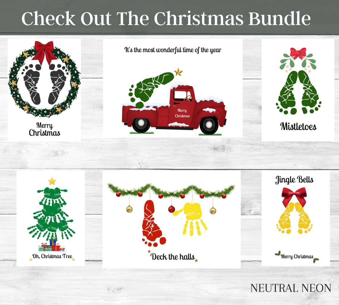 Christmas Handprint Footprint Crafts, Printable Handprint Art, Daycare ...