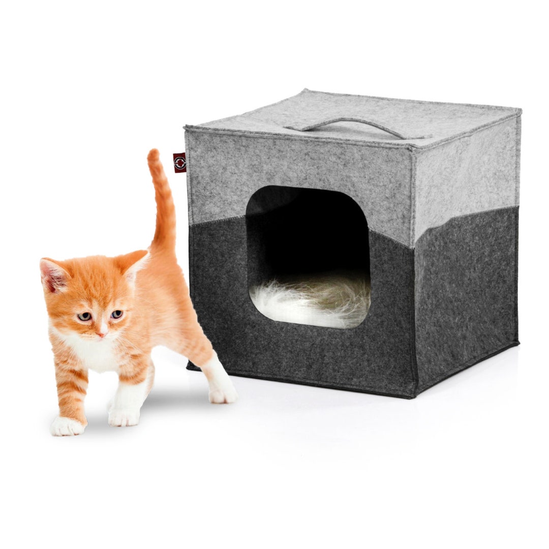 Felt Cube Cat Cave Made of Felt Including Fluffy Cushion - Etsy